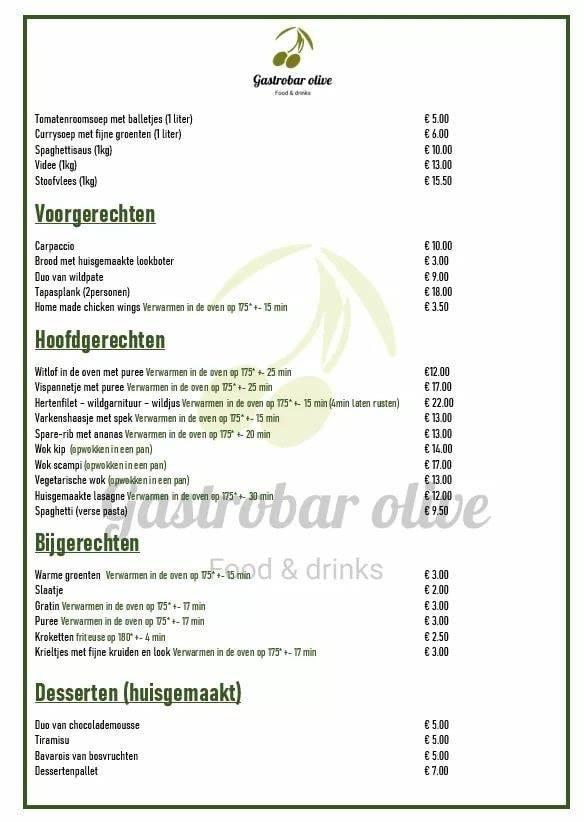 Menu at GASTROBAR OLIVE, Arendonk