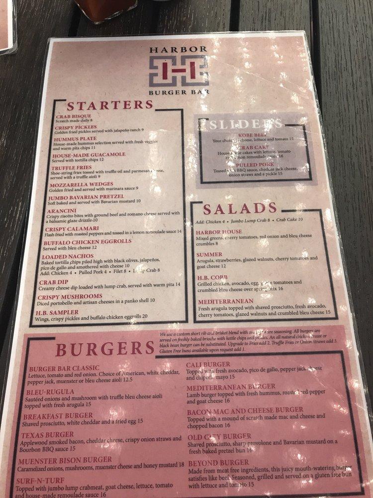 Menu at Harbor Burger Bar, Stone Harbor