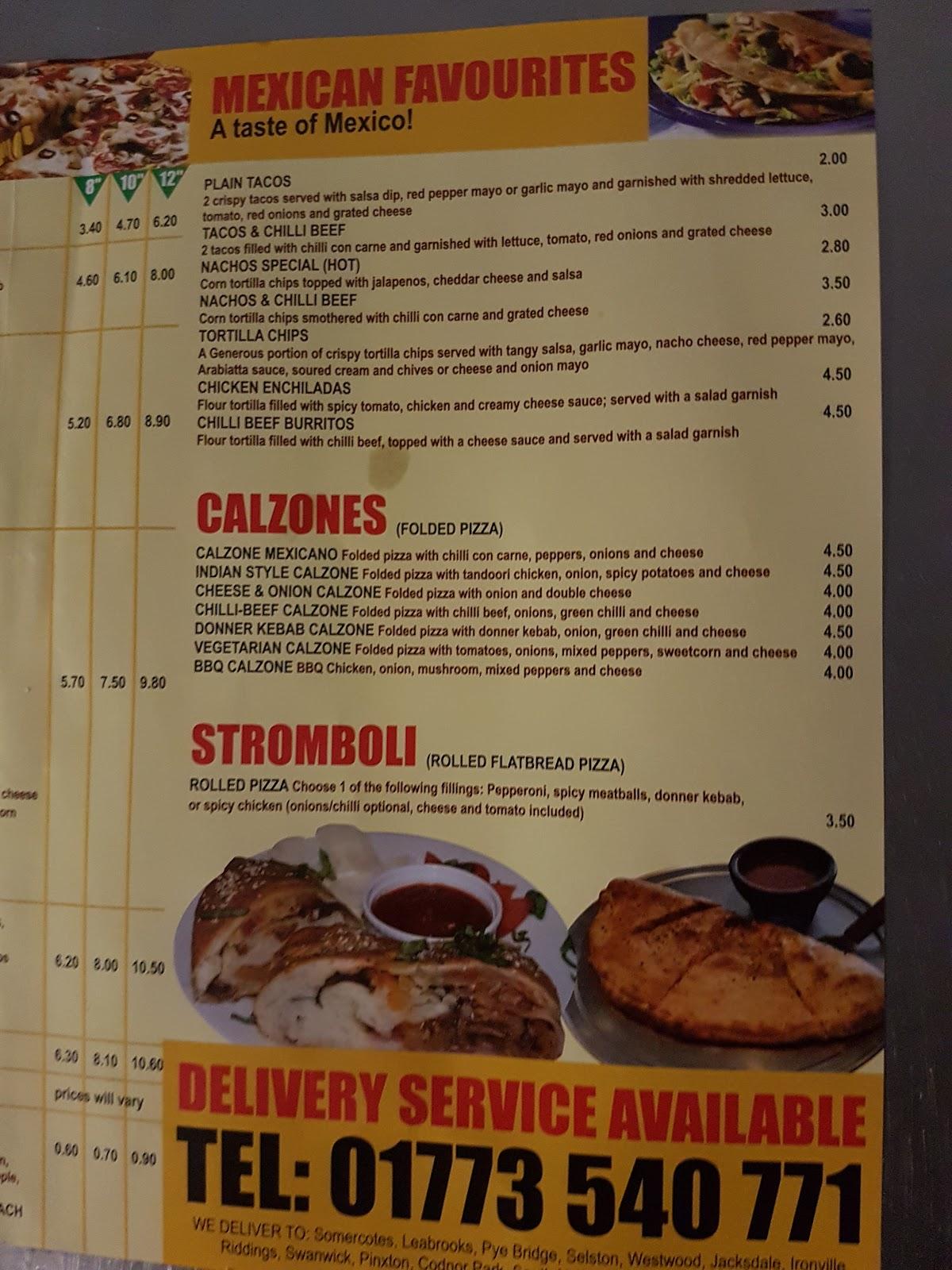 Menu at Pizza Pan fast food, Alfreton, 245 Somercotes Hill