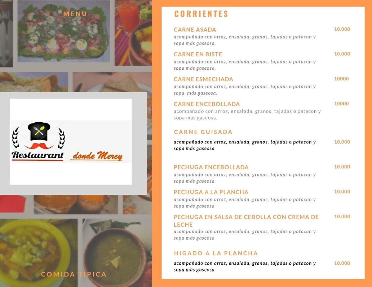 Menu at Restaurant Donde Mercy, Barranquilla