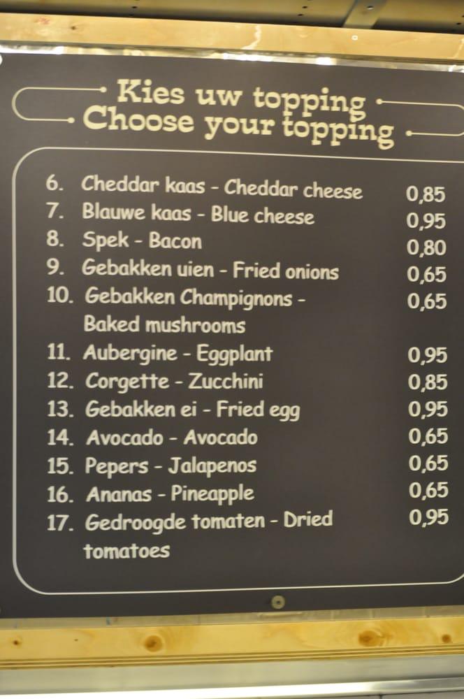 Menu at Burger Time, Amsterdam