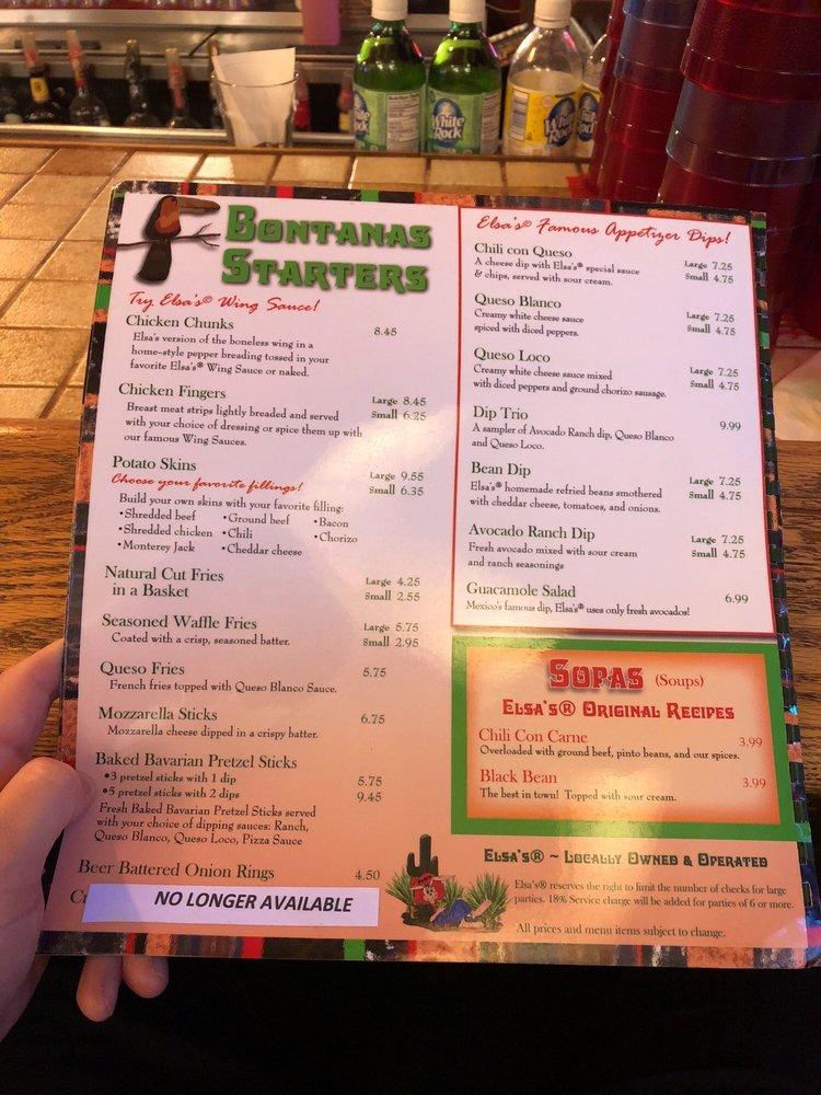 Menu at Elsa's Mexican Restaurant, Dayton, Far Hills Ave