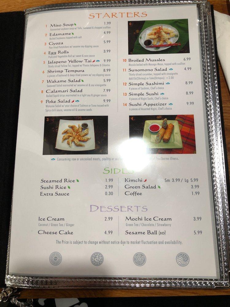 Menu at Harbor Sushi restaurant, Oak Harbor