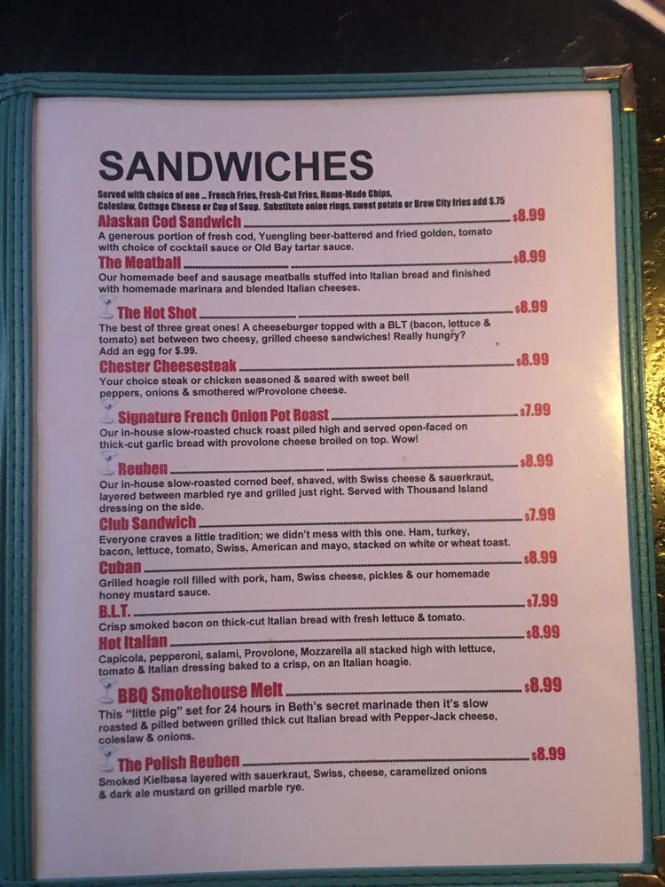 Menu at Hot Shots Bar & Grill, Chester