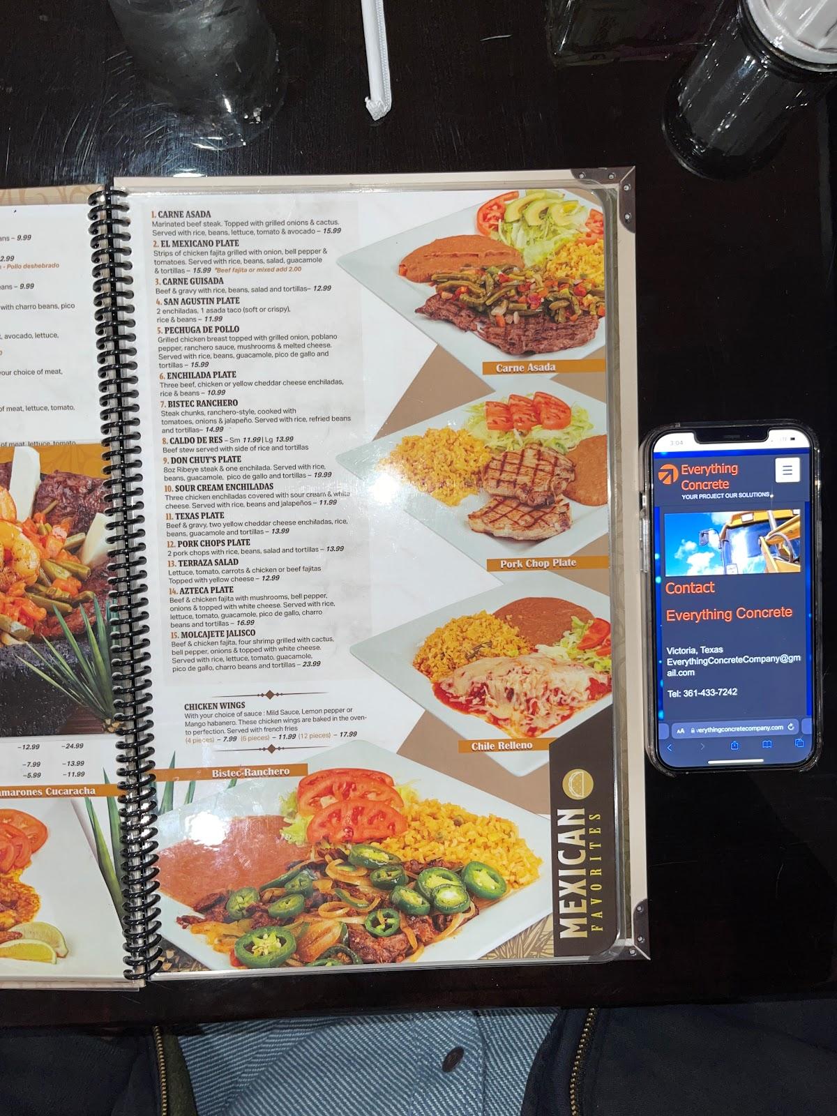 Menu at La Terraza Mexican Grill restaurant, Victoria