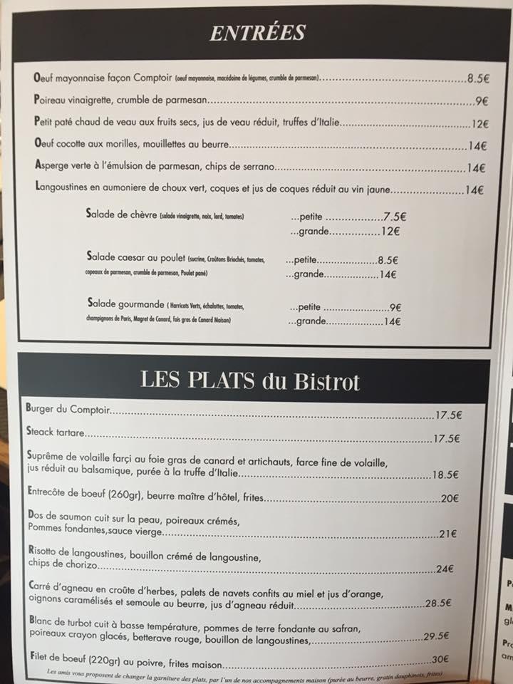 Menu at Le comptoir des amis restaurant, Saint-Maximin