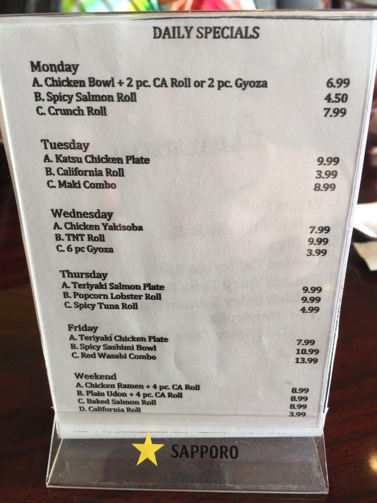 Menu at Red Wasabi restaurant, Loma Linda