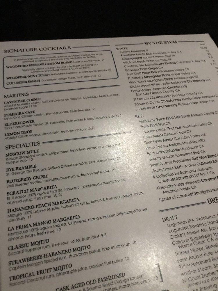 Menu at Skates On The Bay restaurant, Berkeley