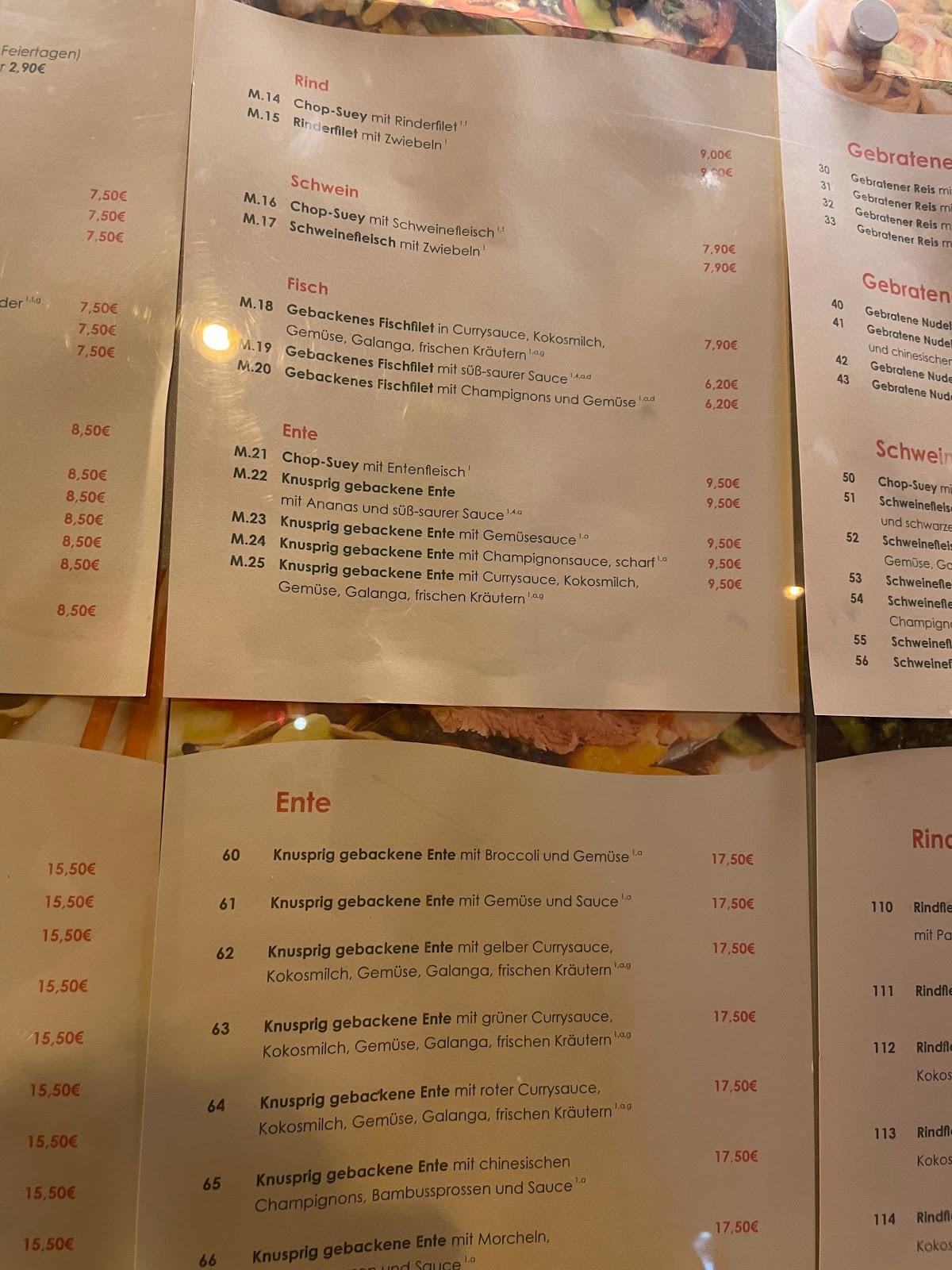 Speisekarte von China-Restaurant Dynastie, Taucha