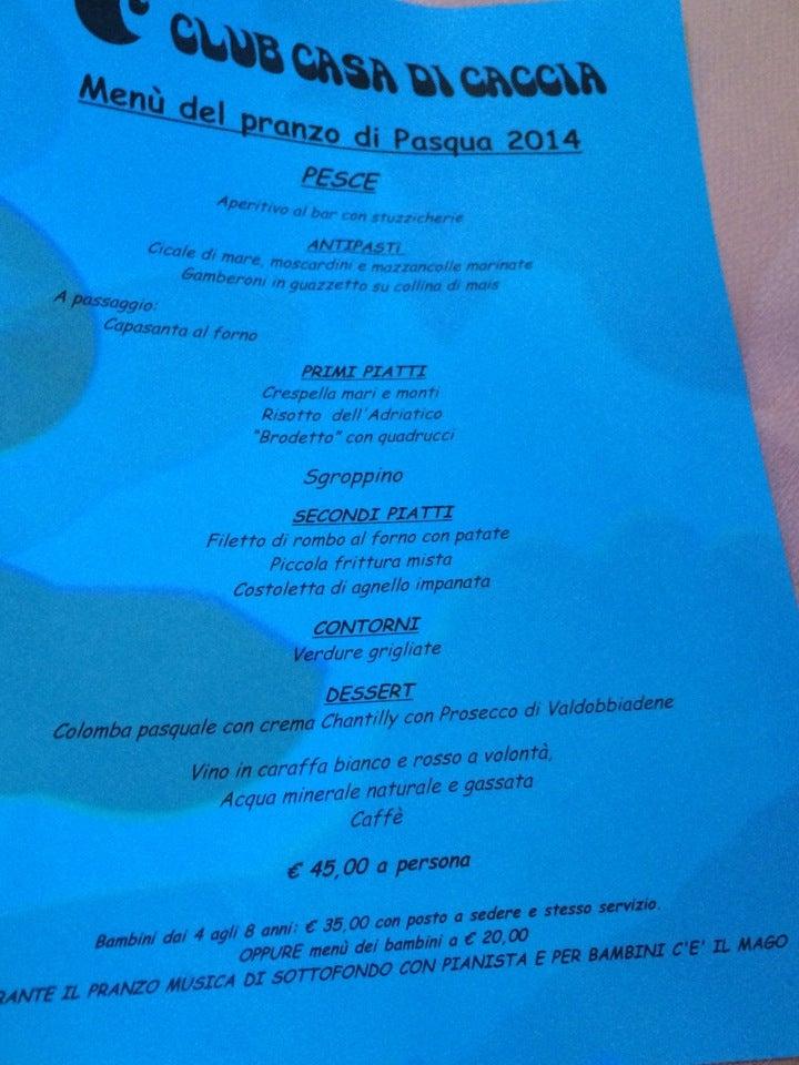 Menu da Club Casa di Caccia, Monastier di Treviso
