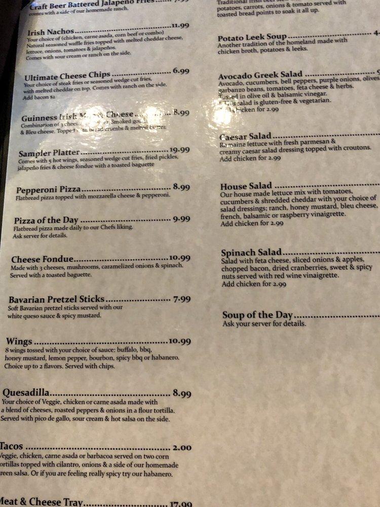 Killarney Pub Menu at Bob Wright blog