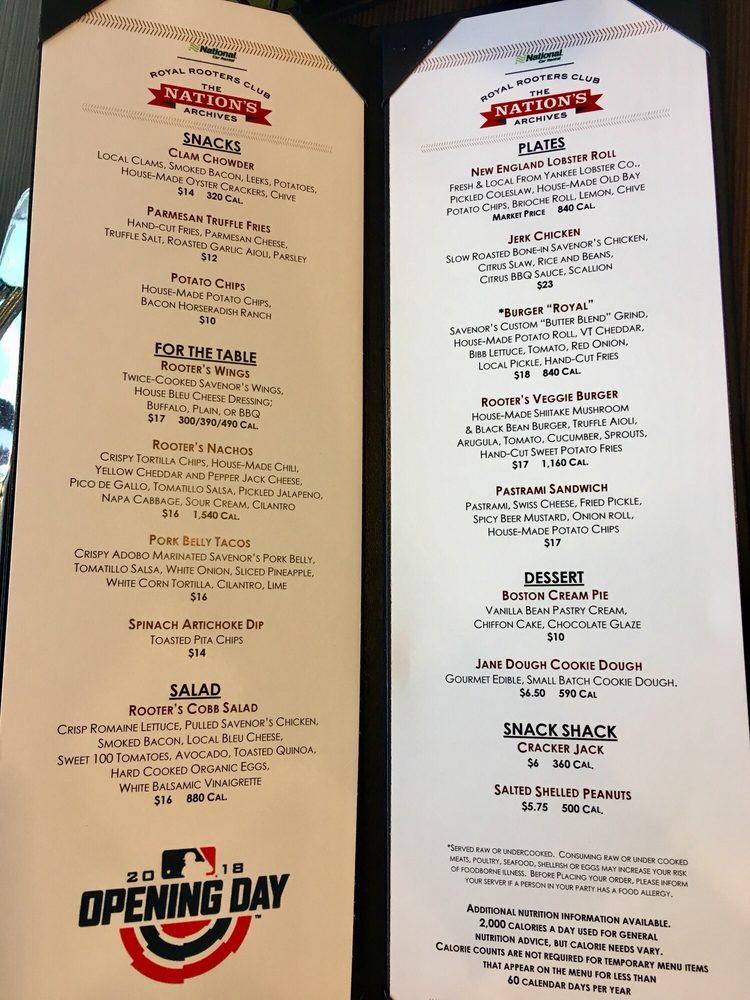 Menu at Royal Rooters Club, Boston, 4 Yawkey Way