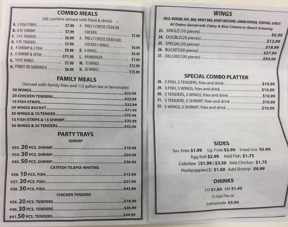 Menu at Steven's Fine Food fast food, McDonough
