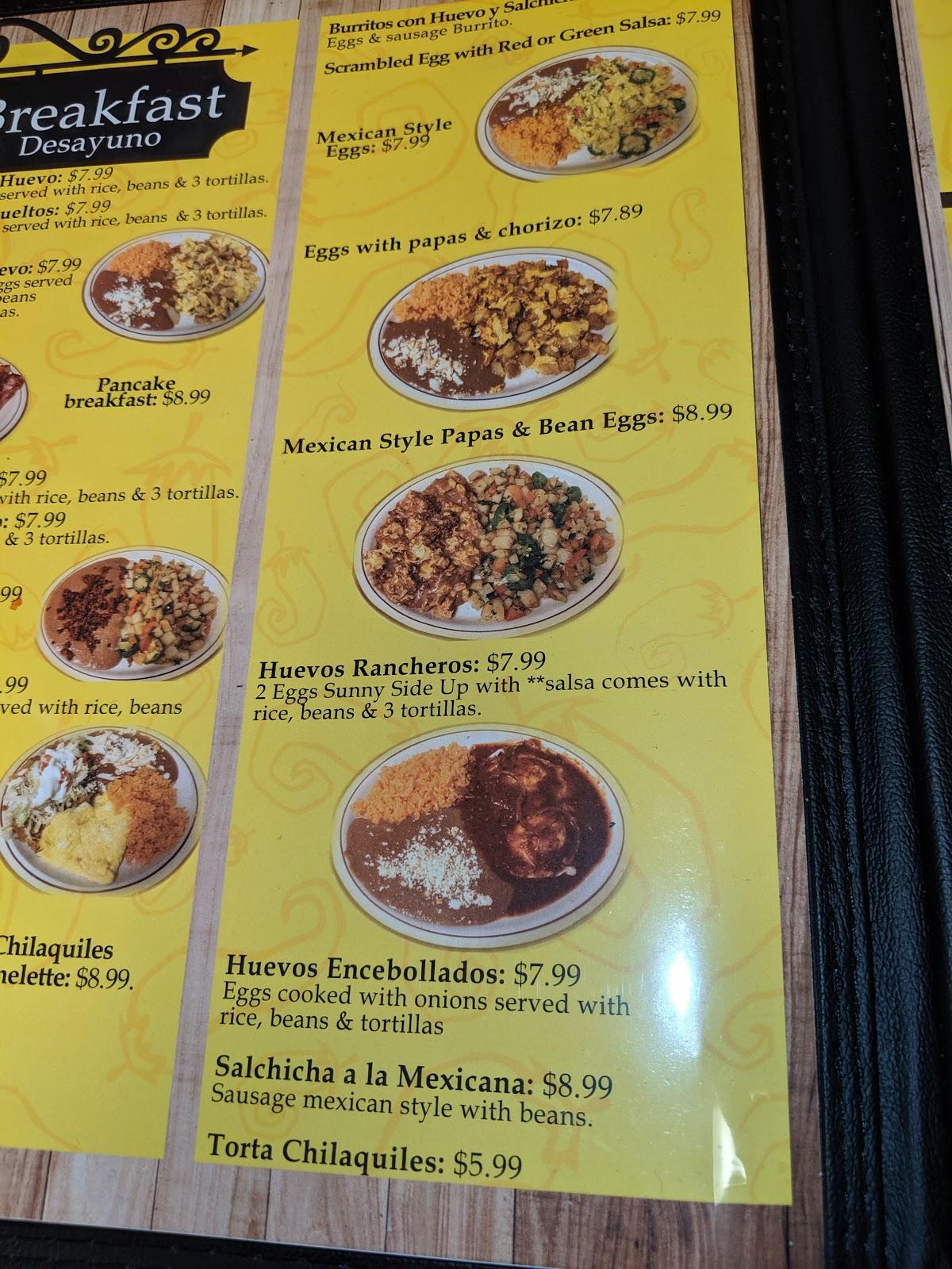 Menu at Taqueria La Rosa de Michoacan restaurant, East Moline