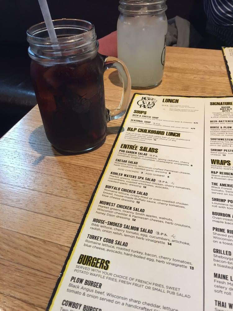 Menu at The Horse & Plow pub & bar, Kohler