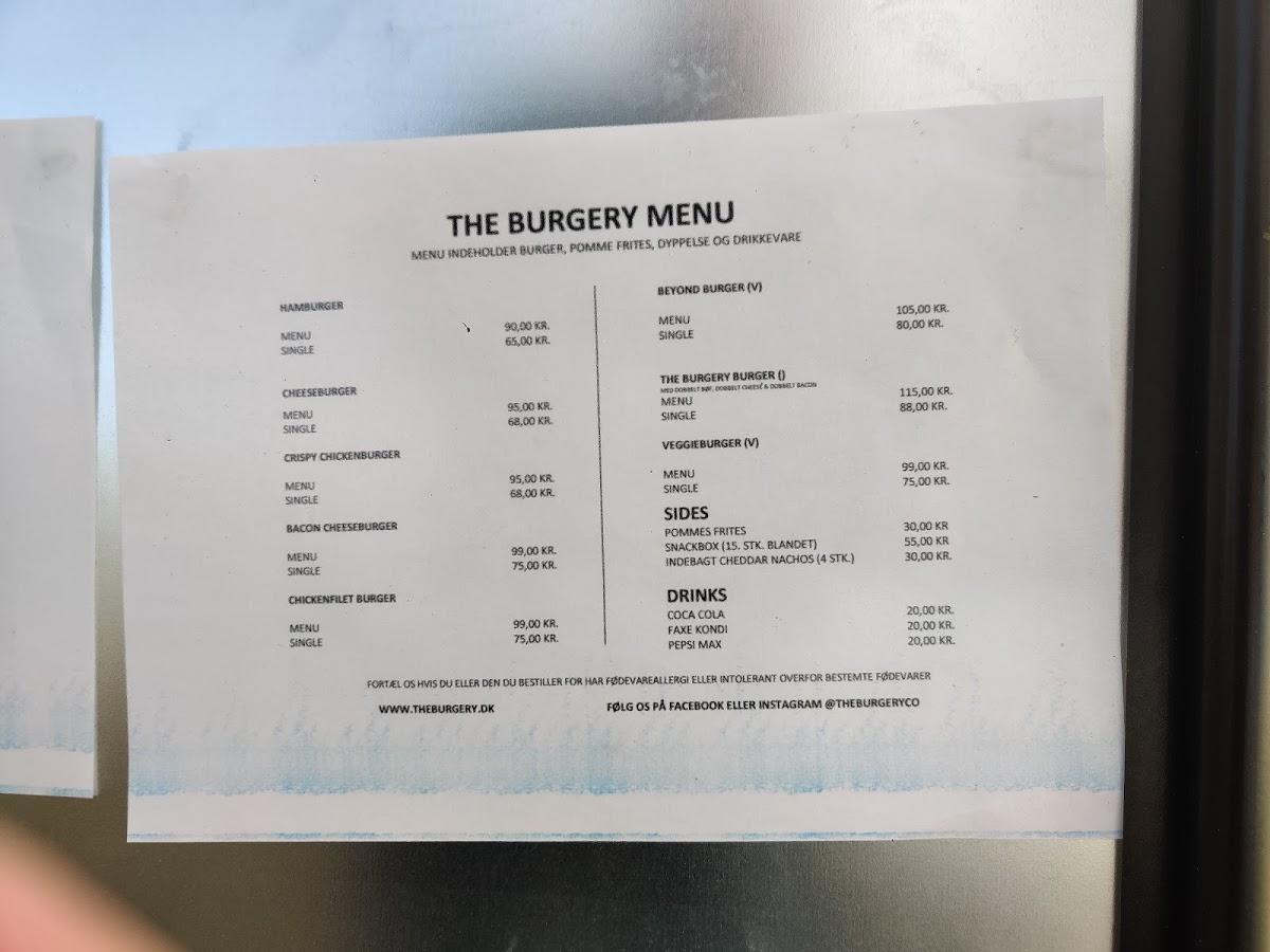 Menu at The burgery restaurant, Aarhus, Irma Pedersens Gade 2a
