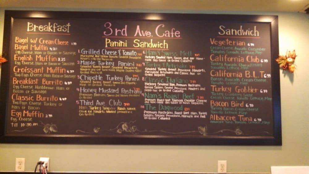 Menu at Third Avenue Cafe, Seattle