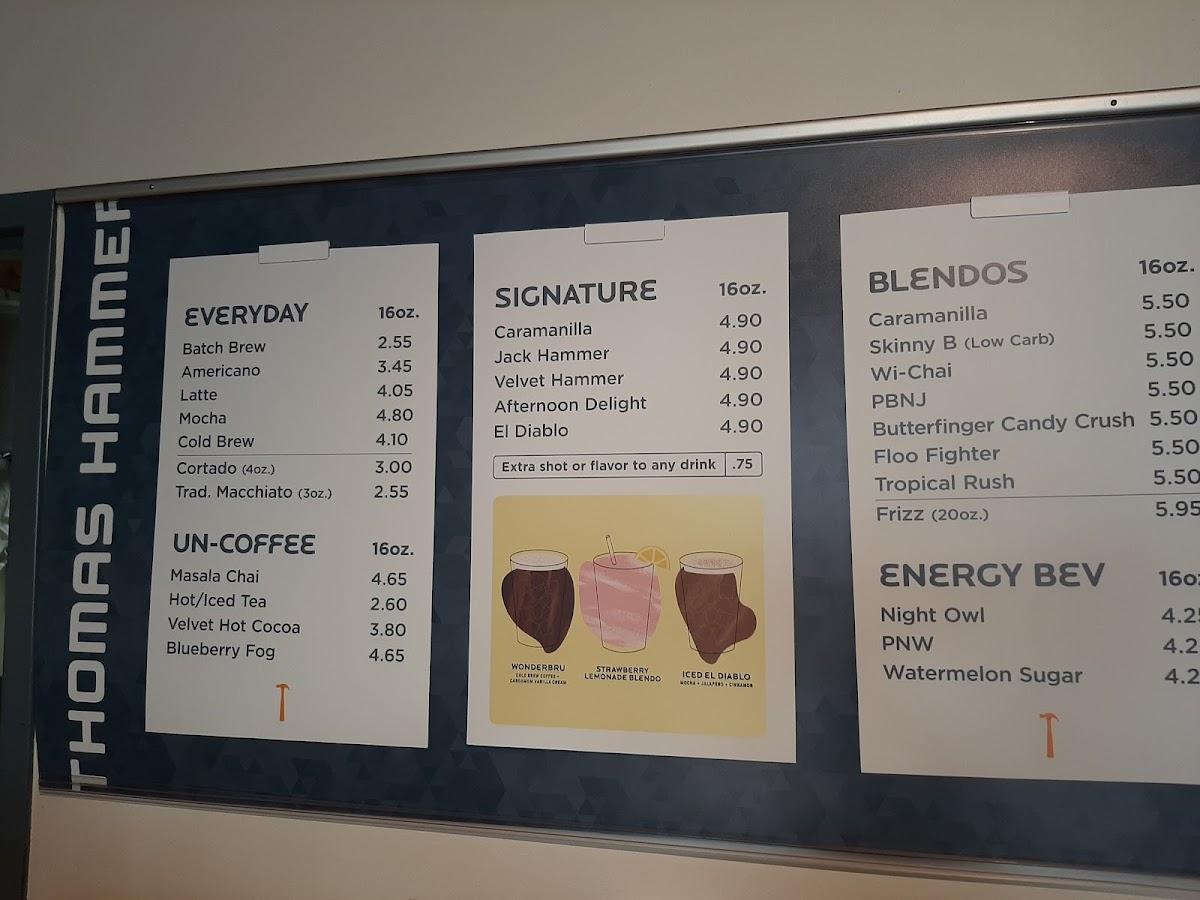 Menu at Thomas Hammer Coffee, Hayden, N Cornerstone Dr