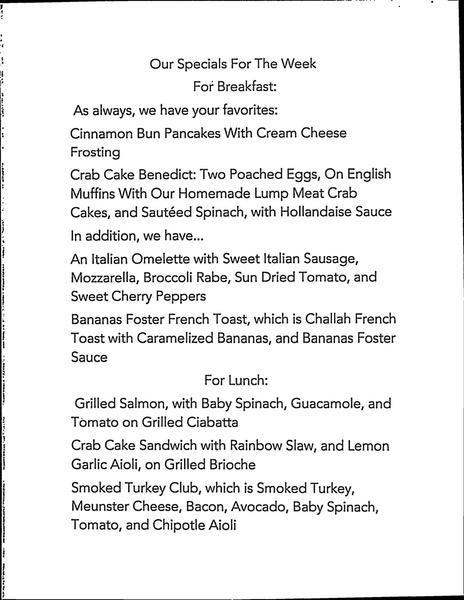 Menu at Country Cottage Diner cafe, Center Moriches