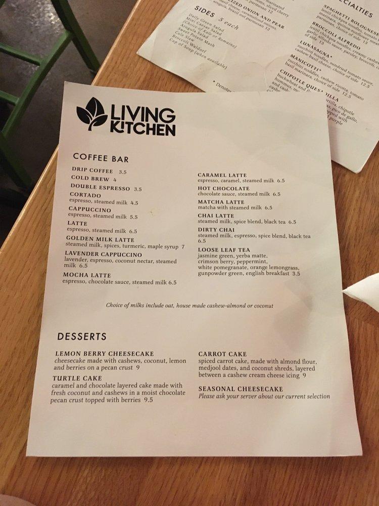 Menu at Living Kitchen restaurant, Charlotte, South Blvd Suite 300