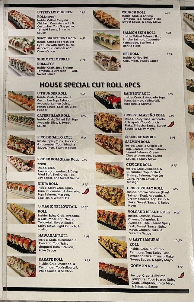 Menu at Hinata Sushi restaurant, Lemon Grove