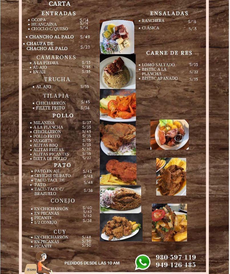Carta del restaurante El Rancho del Robertin, Huaral, Retes 000