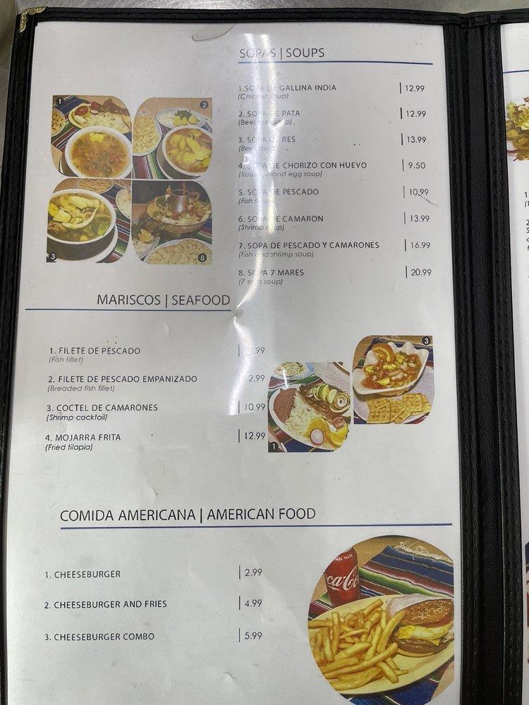 Menu at Restaurante Hermano Centroamericano, Los Angeles
