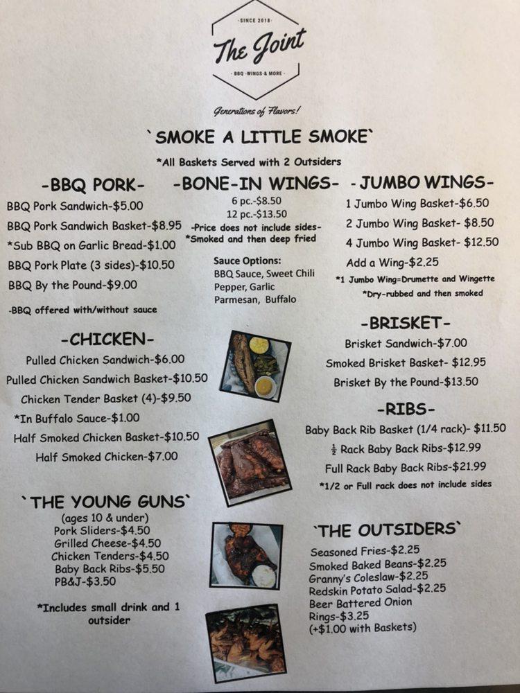 Menu at The Joint-BBQ, Wings & More, Eddyville