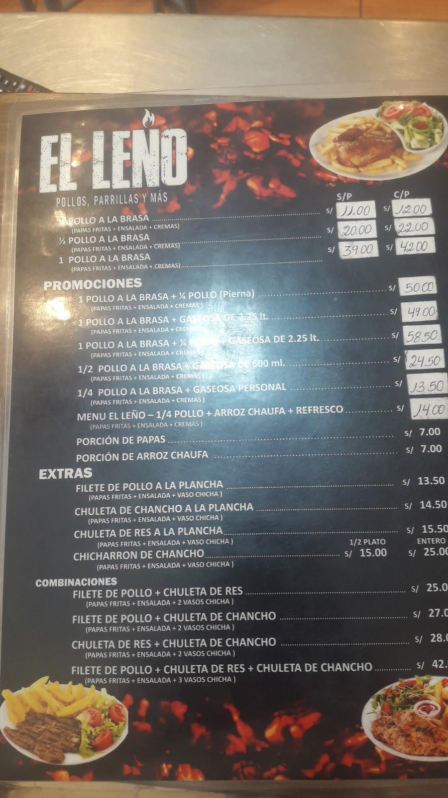Menu at El Leño restaurant, Yanahuara District