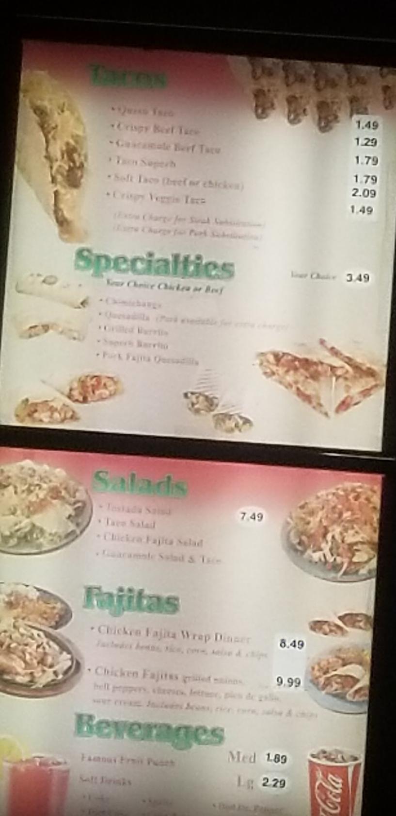 Menu at Mexico Chiquito To Go restaurant, Little Rock, W Markham St
