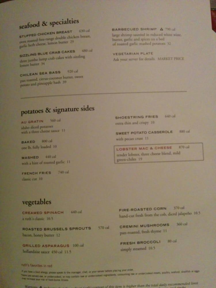Menu at Ruth's Chris Steak House pub & bar, West New York, 148 W 51st St