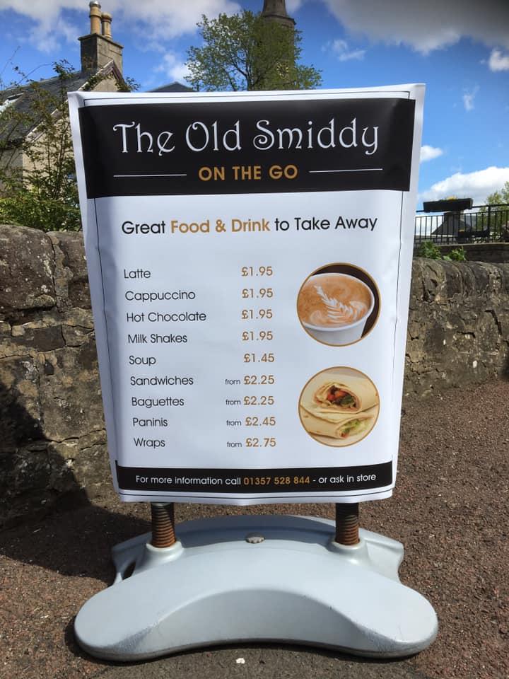 Menu at The Old Smiddy cafe, Strathaven