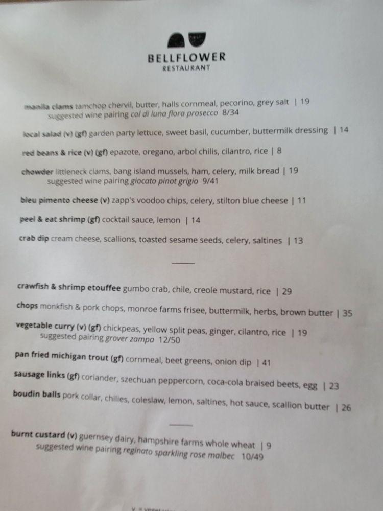Menu at Bellflower pub & bar, Ypsilanti