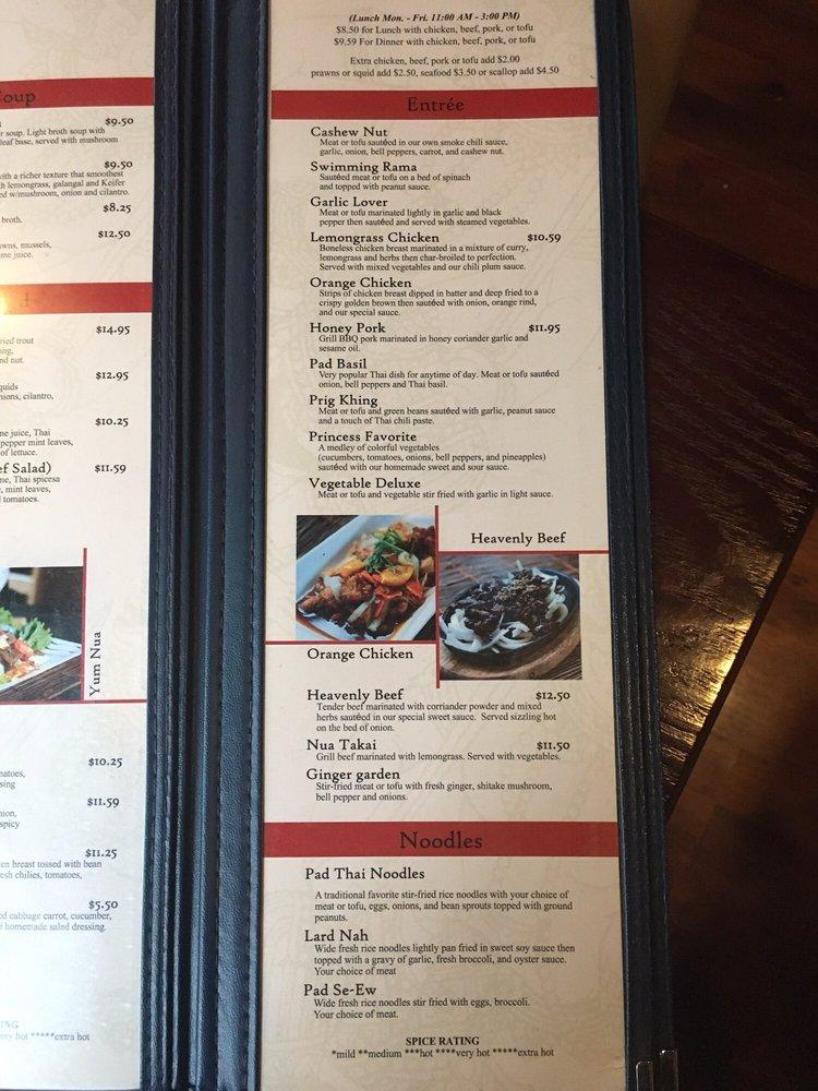 Menu at Hanuman Thai Cafe, Kirkland