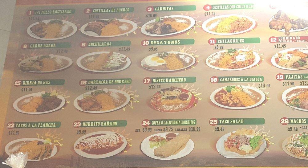 Menu at Mercado del Sol restaurant, Concord
