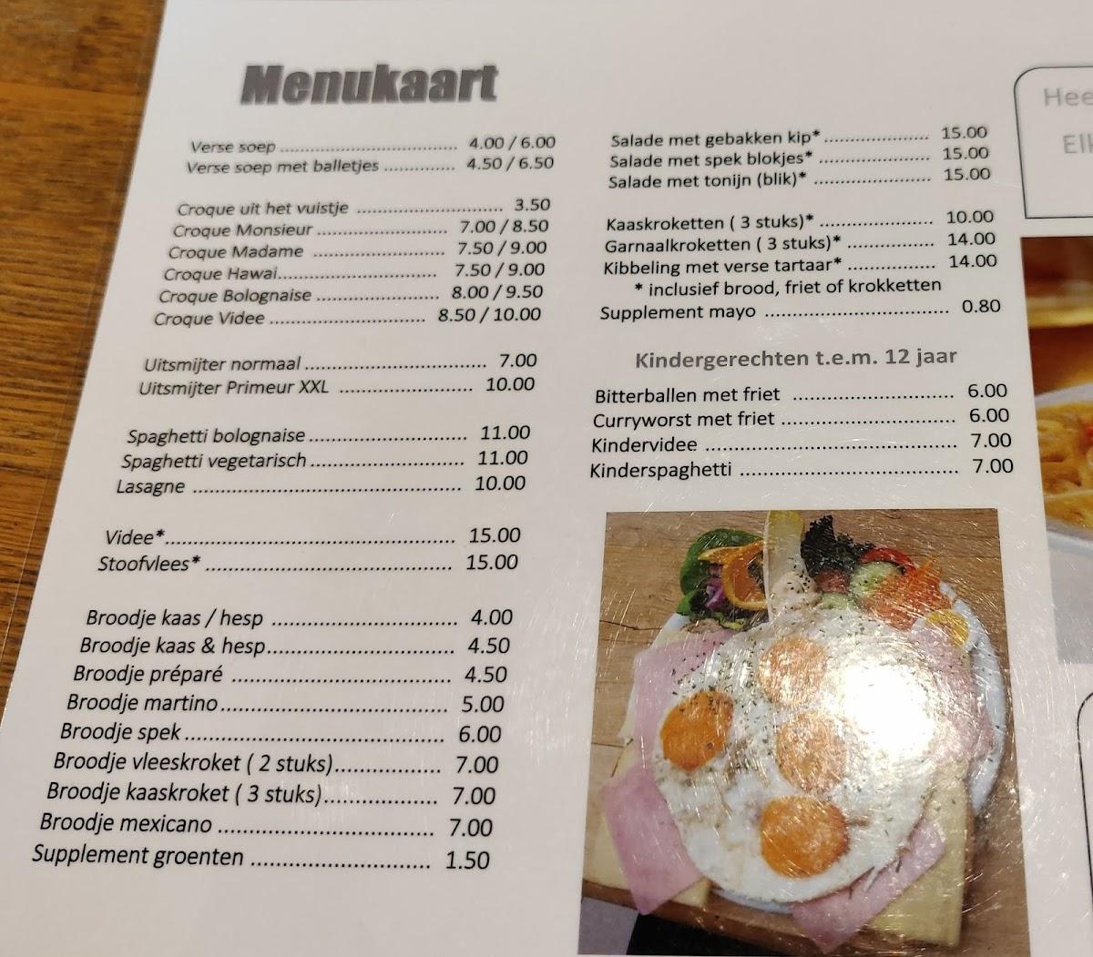 Menu at De Primeur, Mol
