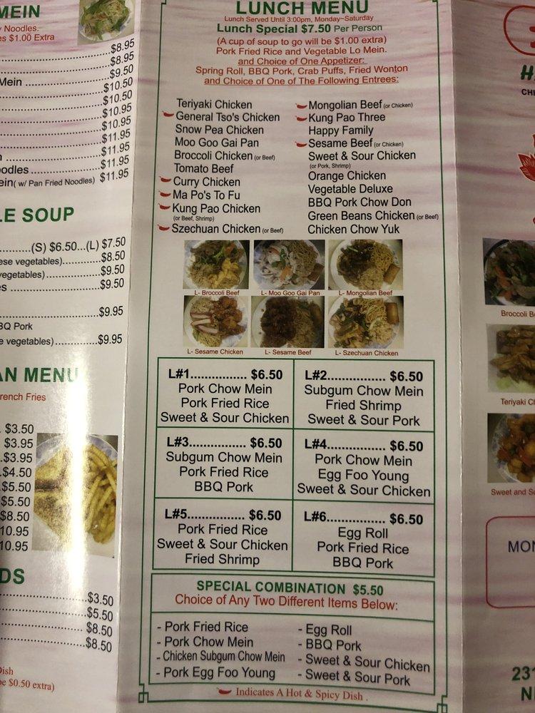Menu at Happy Family Chinese & American Restaurant, Newberg