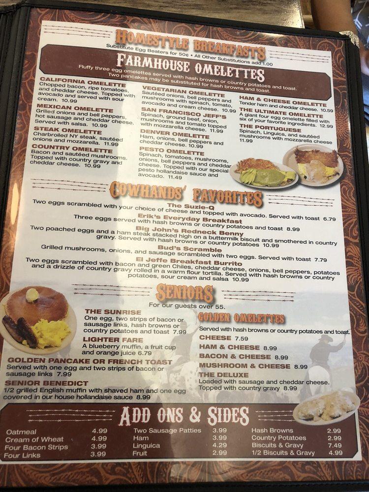 Menu at Jeff's California Cattle Co restaurant, Redding, 400 E Cypress Ave