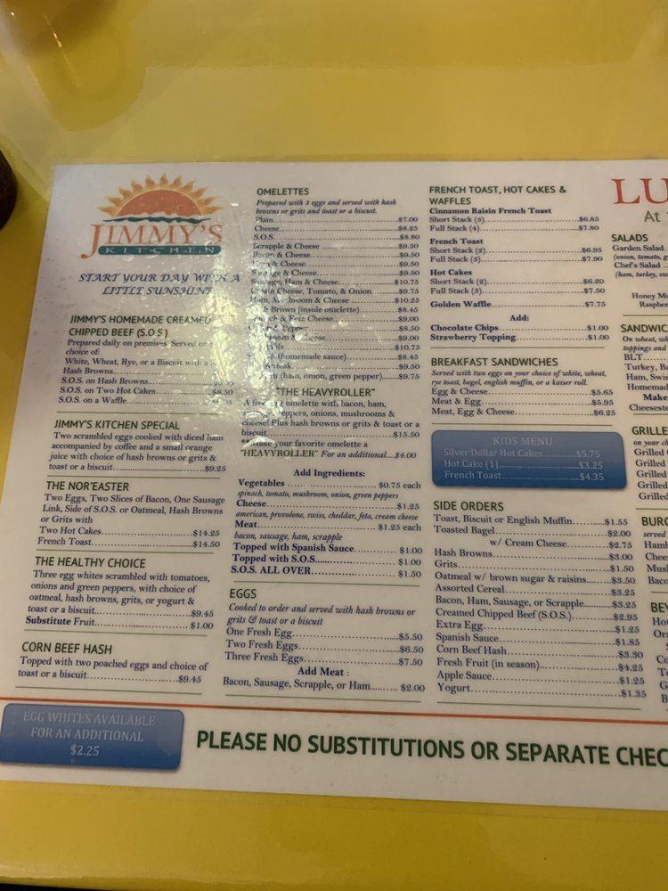 Menu at Jimmy's Kitchen restaurant, Fenwick Island