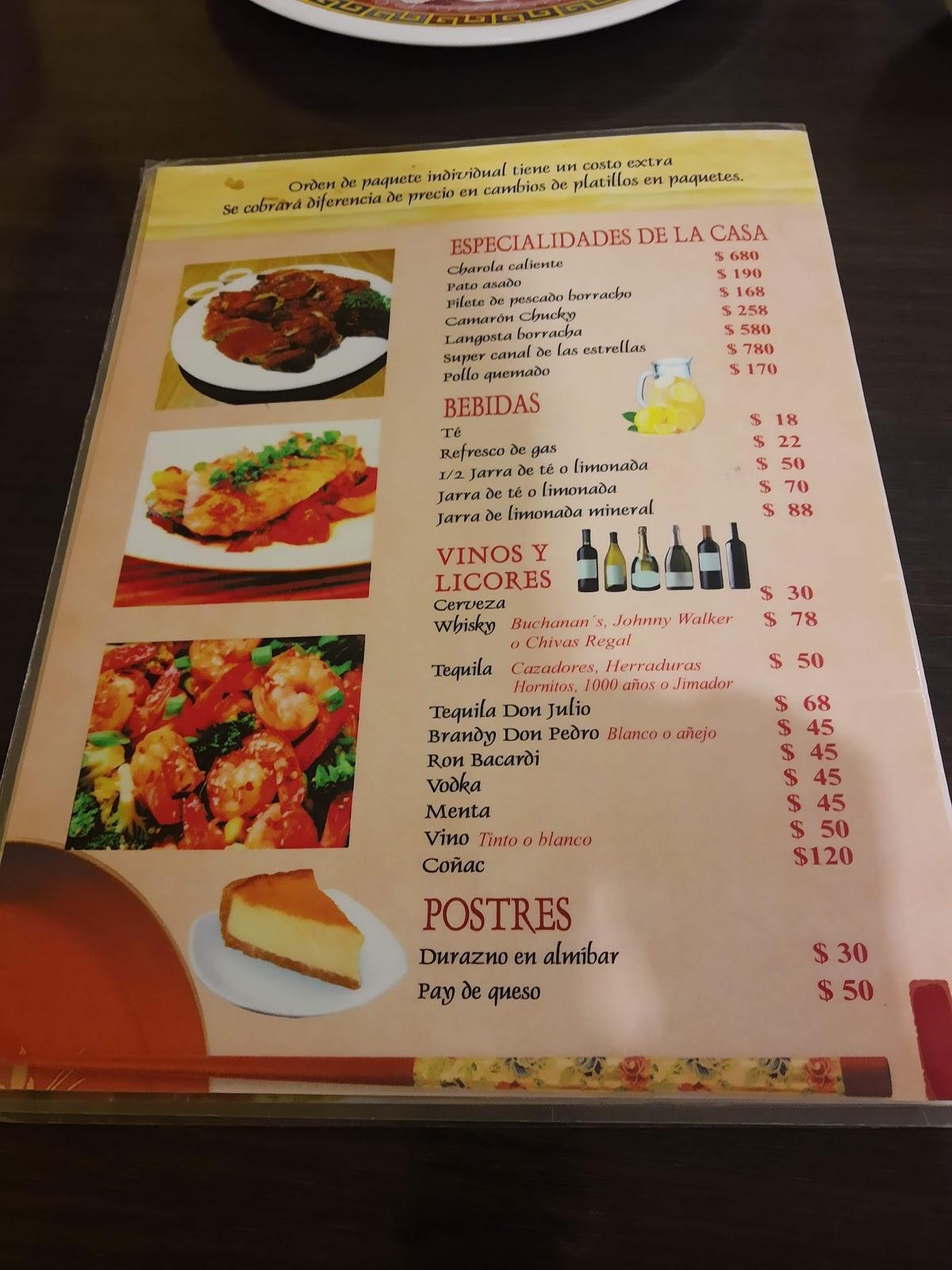 Menu at Restaurant Ángel, Hermosillo