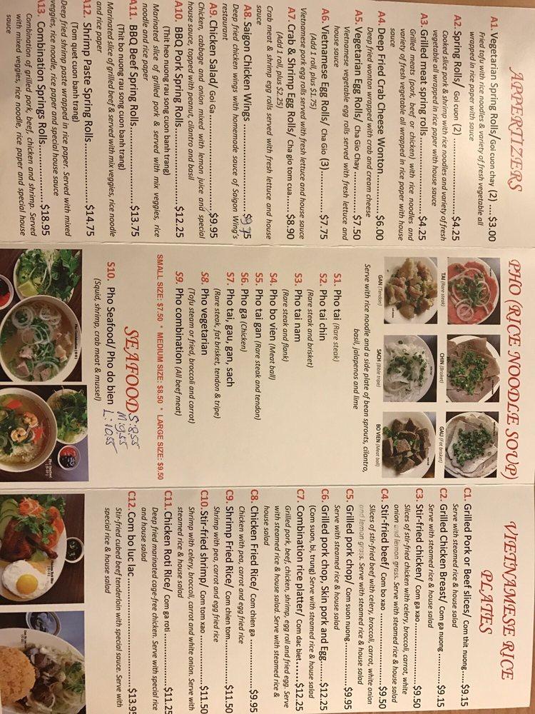 Menu at Saigon Tapioca - Vietnamese Pho Restaurant, Colorado Springs ...