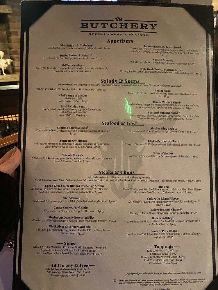 Menu at The Butchery- Steaks, Chops & Seafood steakhouse, Arvada