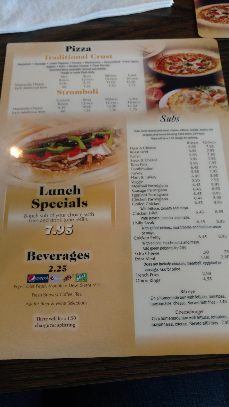 Menu at Three Guys Italian Restaurant, Franklin