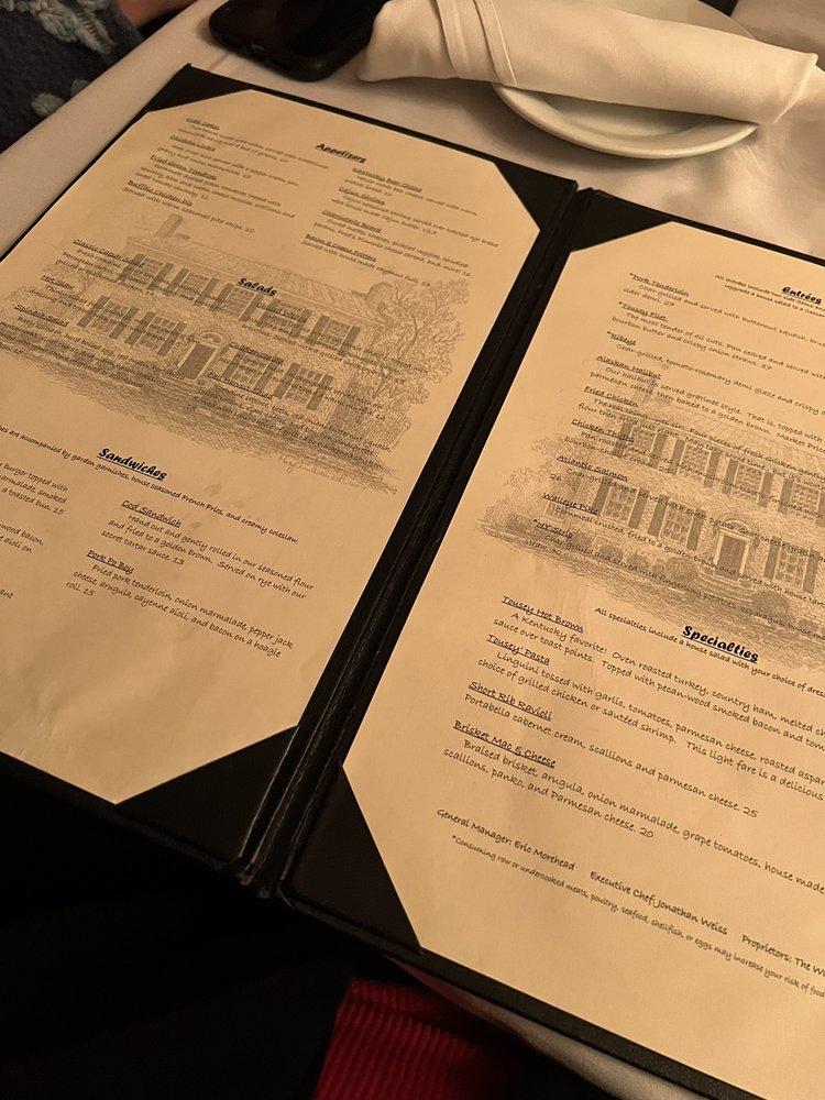 Menu at Tousey House Tavern restaurant, Burlington