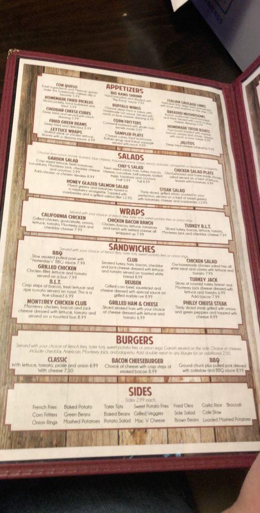 Menu at Yesterday's pub & bar, Morrilton
