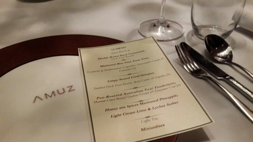 Menu at AMUZ Gourmet Restaurant, Jakarta