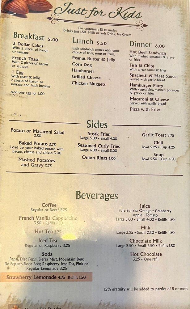 Menu at Almond Tree Restaurant, Atwater