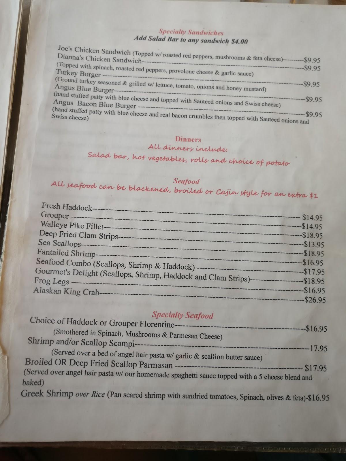 Menu at Gary's Restaurant, Sylvan Beach
