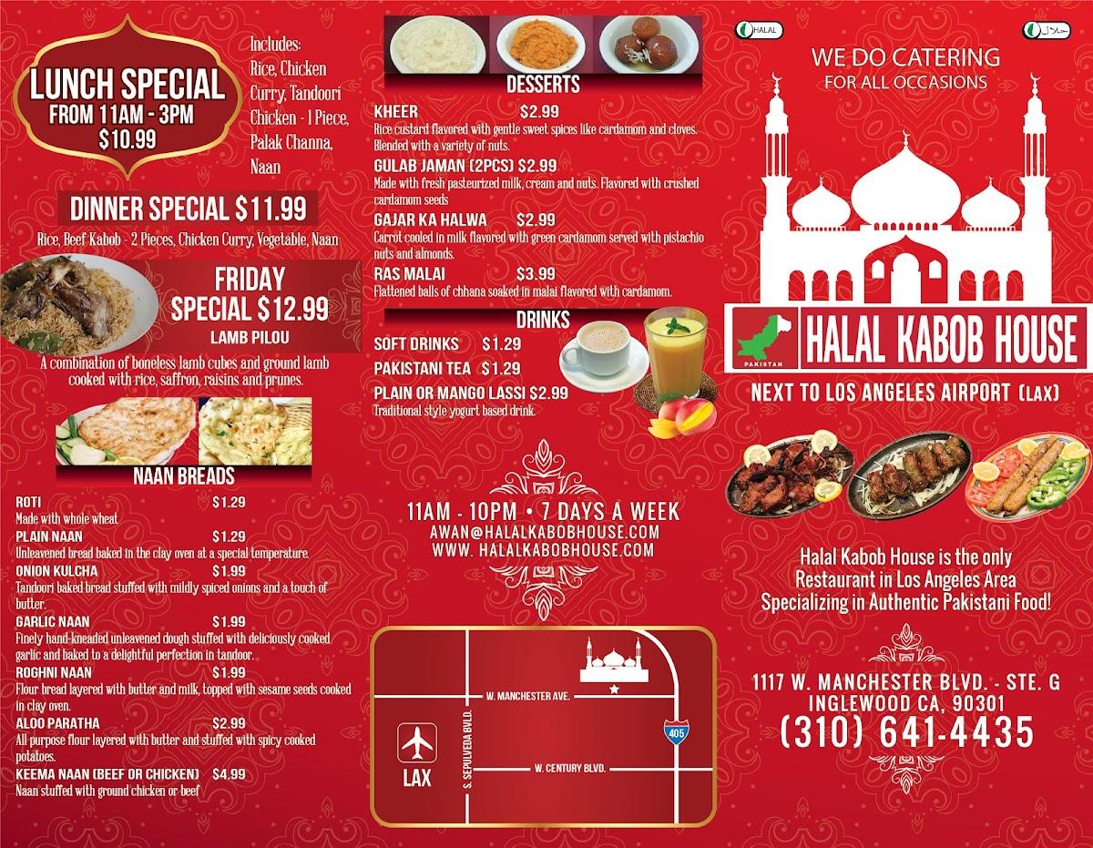 Carta del restaurante Halal Kabob House, Inglewood