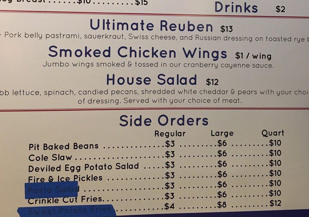 Menu at Que 49 Smokehouse BBQ, Jonesboro